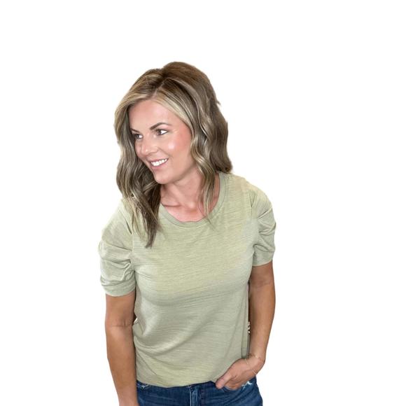 Hayden | Tops | New Hayden La Daisy Puff Sleeve Top In Olive | Poshmark